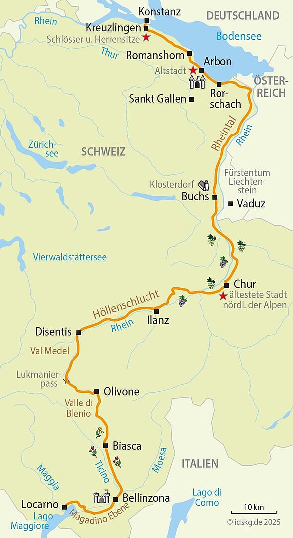 Schweiz: Vom Bodensee an den Lago Maggiore